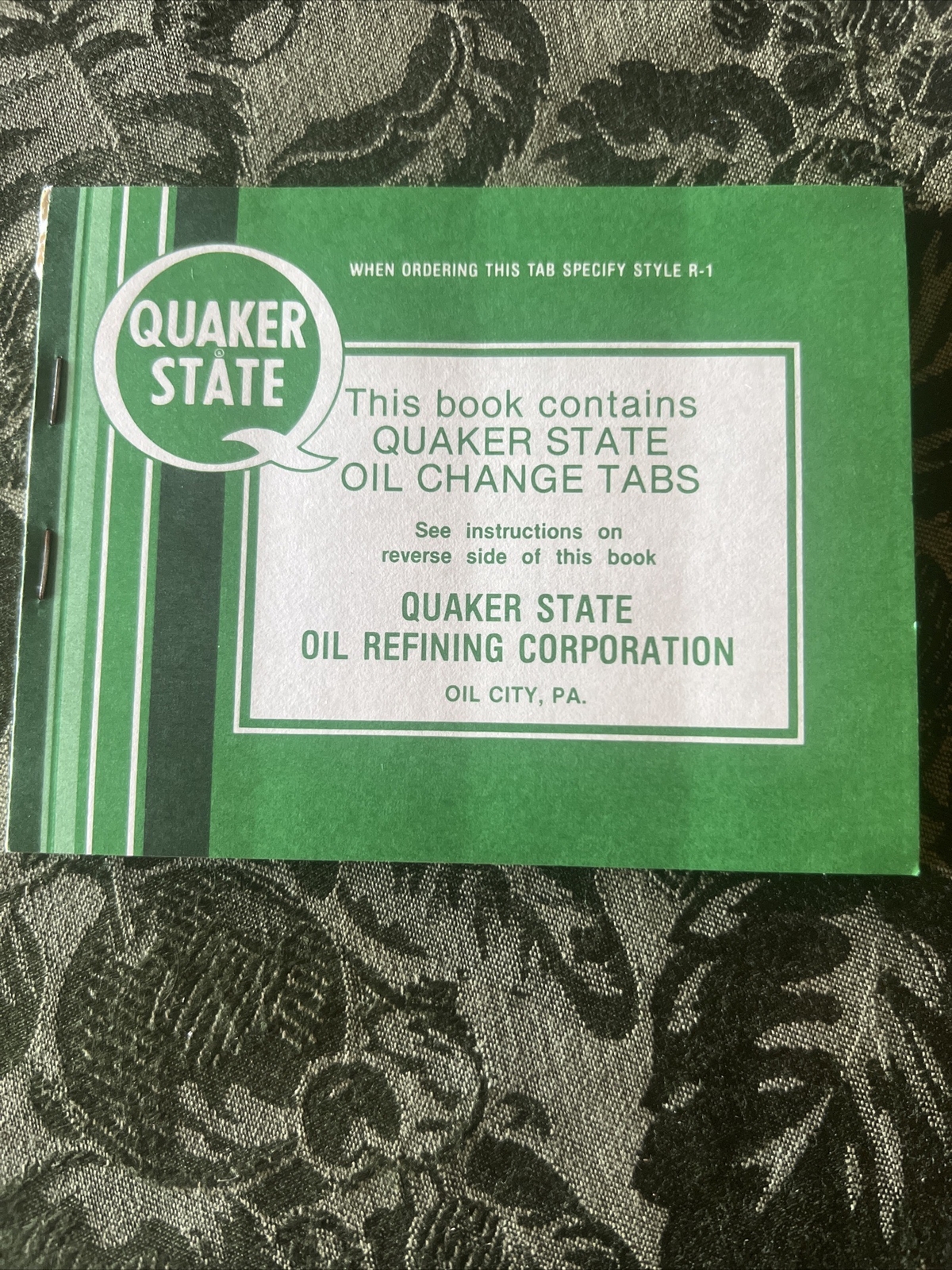 Quaker State Oil Company Oil Change Tab Full Book, 1960's-1980's Oil ...