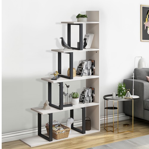 5 Tier Heavy Duty Ladder Shelf Corner Bookcase Bookshelf L Shape ...