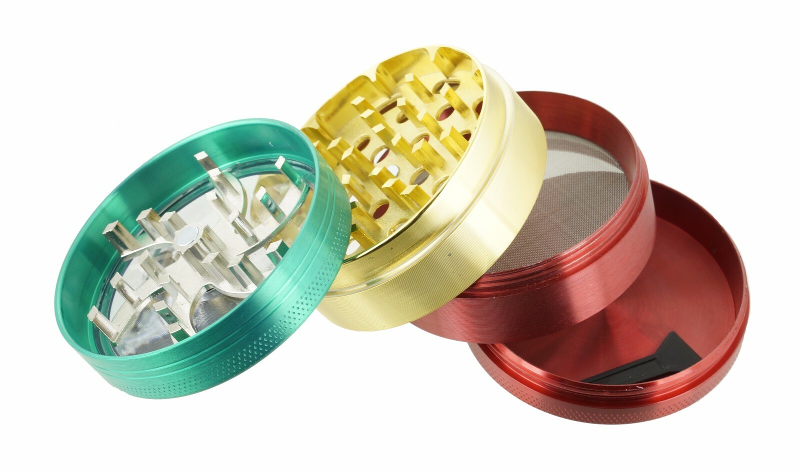 2.4" 4 PC Tobacco Herb Spice Grinder W/ Handle Crank Smoke Crusher ...