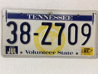 1982 Tennessee License Plate Volunteer State 38-Z709 Collectible Jul 81 ...