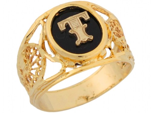 10k or 14k Yellow Gold Onyx Letter T Modern Ladies Filigree Initial ...