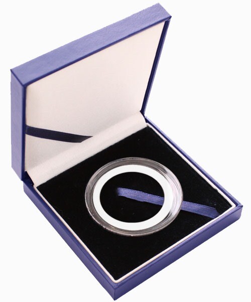 Blue Leatherette Box For I Size Airtite Coin Capsule Single Display ...