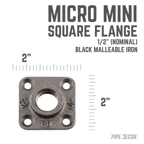 1/2" Square Micro Mini Flange Fitting Black Malleable Iron Fittings Fit ...