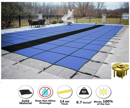 GLI HyPerLite Rectangle Solid Pool Safety Cover w/ Sure-Flo Drain ...