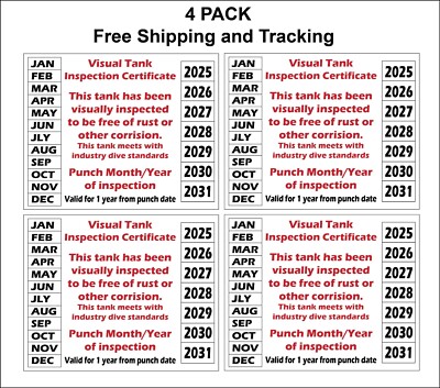 Scuba Tank Visual Inspection Stickers 4 Pack Years 2025-2031 P923 | eBay