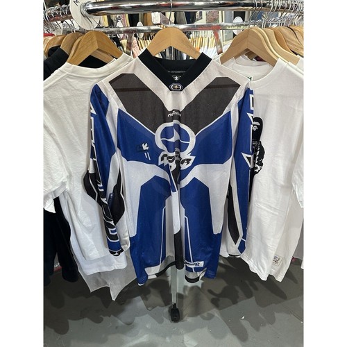 Vintage 90s No Fear Blue White AOP Motocross Riding Biking Jersey Size ...