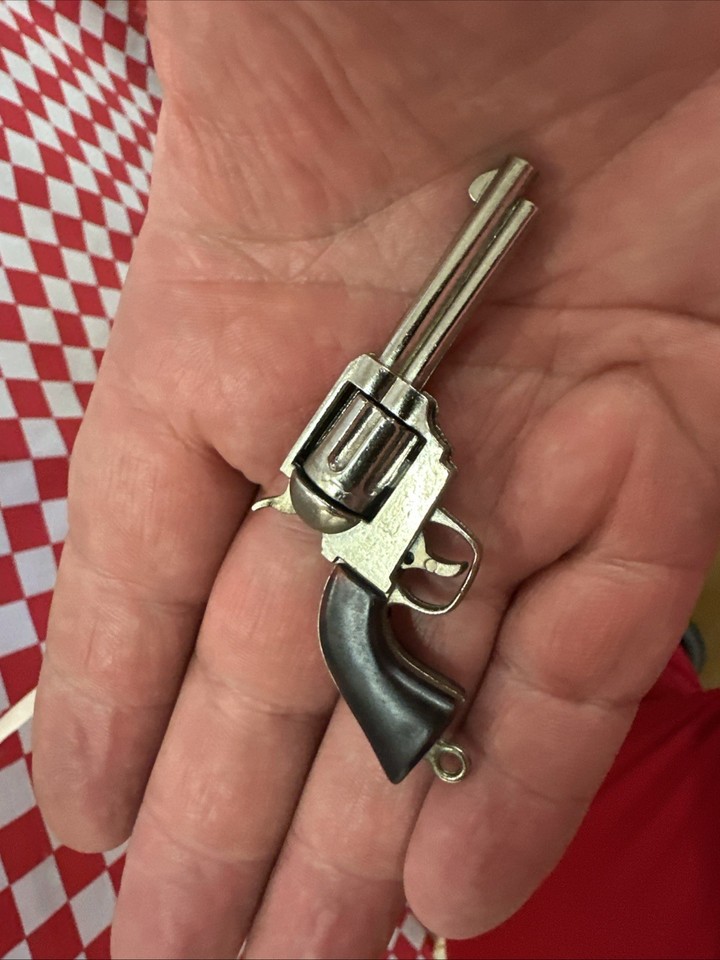 Vintage Miniature Toy Cap Gun Revolver Keyring, With Holster, In Good ...
