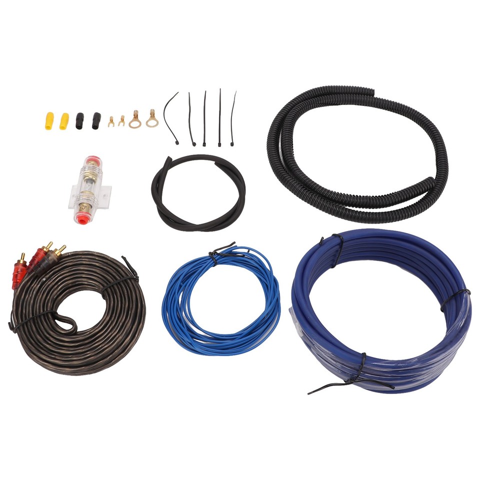 ⁺Car Amplifier Power Cable Set With Audio Cable Ground Wire Bellows ...