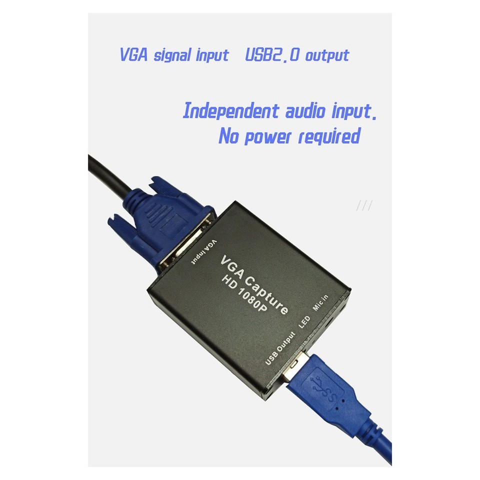 VGA to USB Adapter Converter with Audio and Video Capture Card 1080P ...