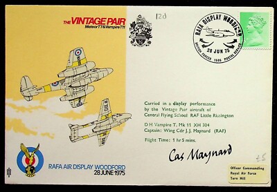1975 Captain J. J. Maynard Original Signed Aviation Cover RAF Woodford ...