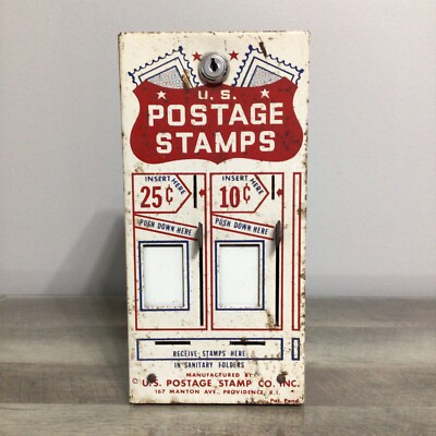 US Mail Postage Stamps Vending Machine Dispenser 25/10 Cent ~ NO KEY ...