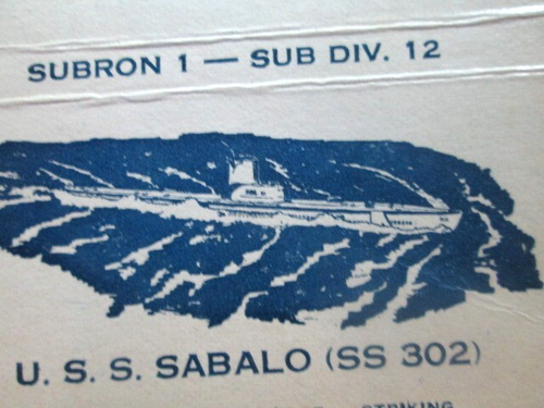 MATCHCOVER U.S.S. SABALO ( SS 302) (PIC SHIP) S-1-A SUBRON 1 -SUB DIV ...