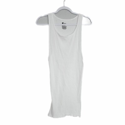 Hanes Mens White Basic Tank Top Cotton Solid Short Sleeve Round Neck ...