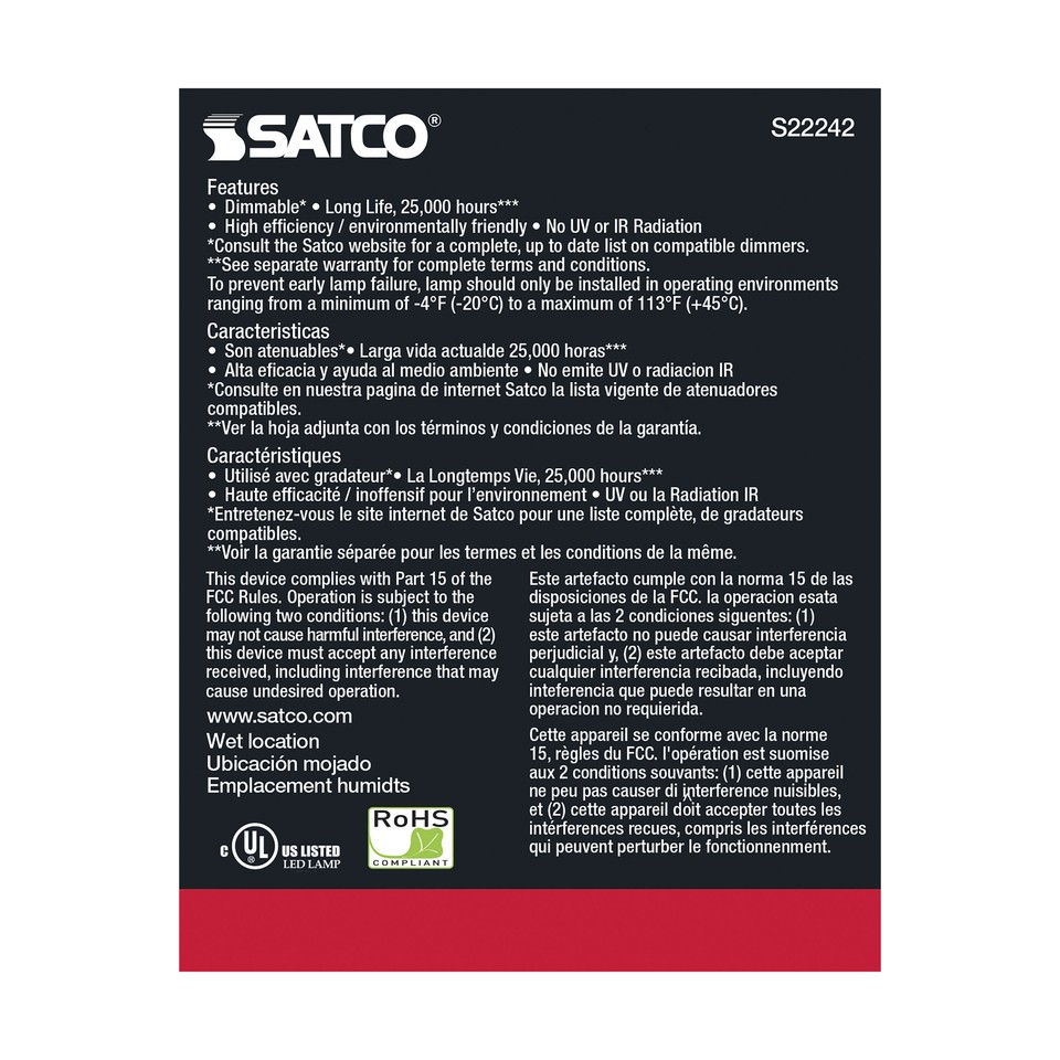 6 Pack Satco S22242 LED 120V 20.5W 75W PAR30LN Long Neck Medium E26 ...