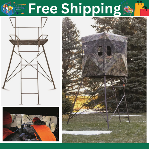 6 Feet Tall 4x4 2 Man Tripod Stand Hunting w/ Blind Deer Wrap ...
