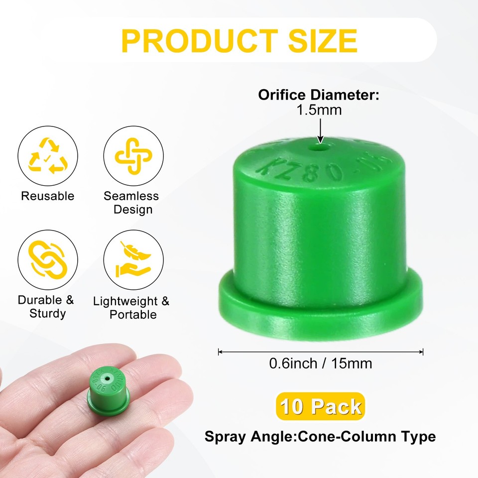 10-Pack Plastic Hollow Cone Sprayer Nozzle Tips [Green, 1.5mm Pore] | eBay