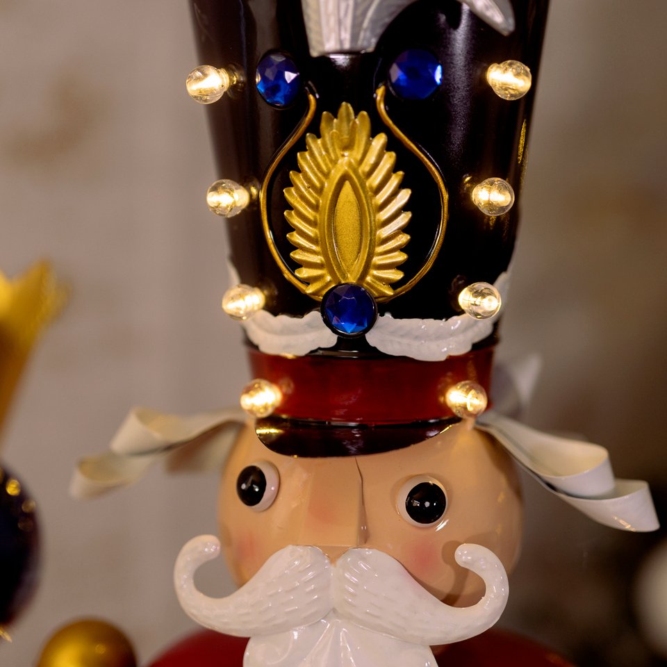 Christmas Large Red & Green 119cm Standing Metal Light Up Nutcracker ...