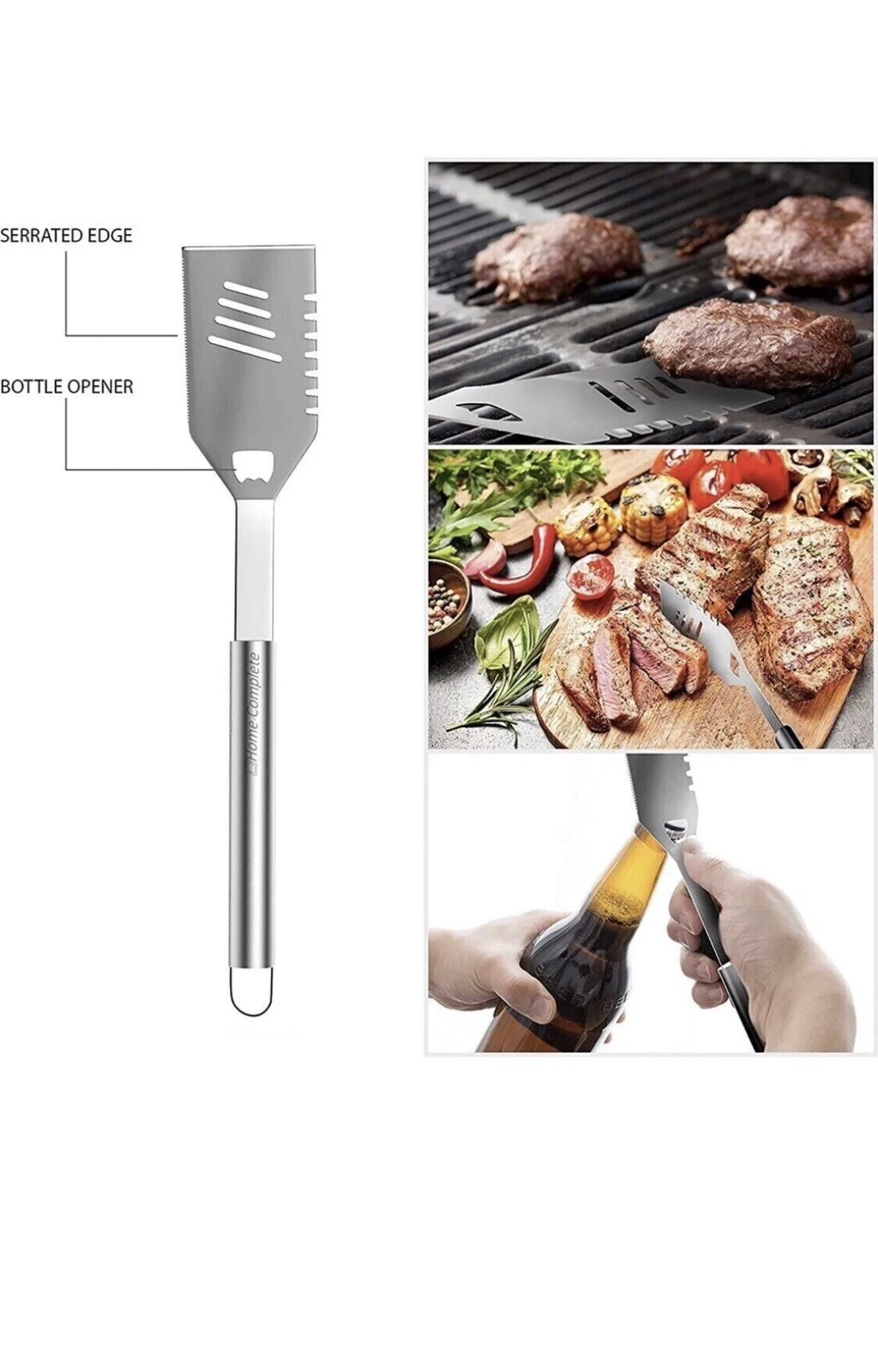 BBQ Grill Set 16pc Home Complete Spatula, Tongs, Skewers, Case ...