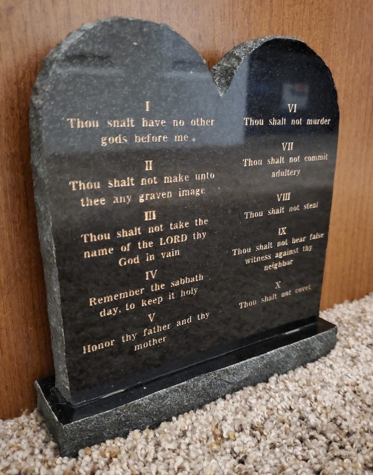 Lg 9" Ten Commandment Statue Polished Granite Exodus Christian Jewish ...