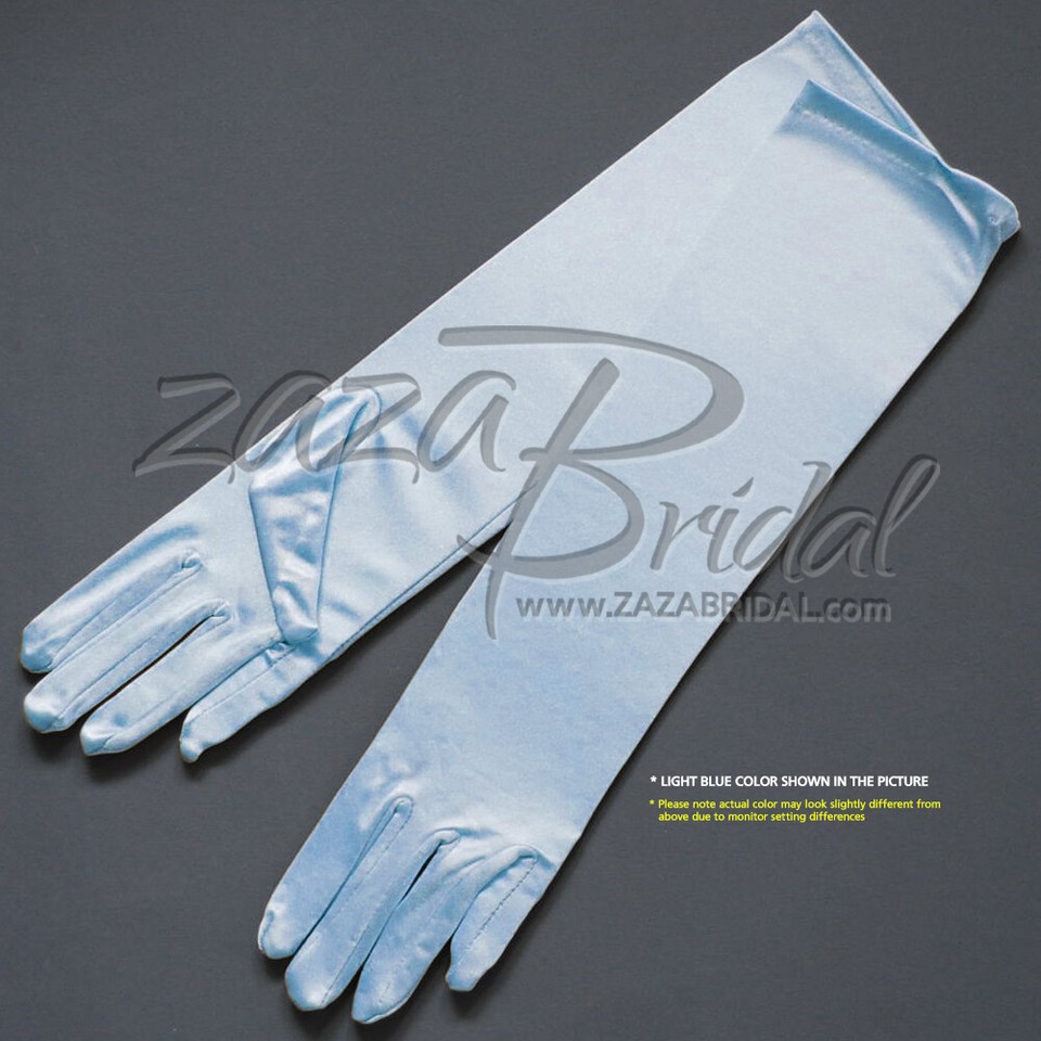 Shiny Stretch Satin Dress Gloves Below-The-Elbow Length 8BL - Various ...