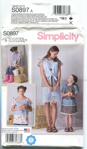 SIMPLICITY S0897/8087 CHILD'S & MISSES' DRESS & TOP SZ 3-8/6-24 UNCUT ...