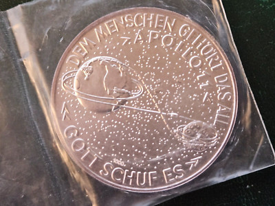 APOLLO 11 SILVER .99999 COIN ARMSTRONG, COLLINS, ALDRIN GERMAN 40mm 24 ...