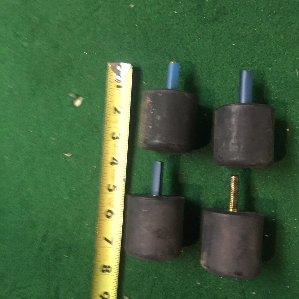 4 Rubber Vibration Isolator - Rubber is 2 Dia x 2 Ht - Stud is 3/8 16 x ...
