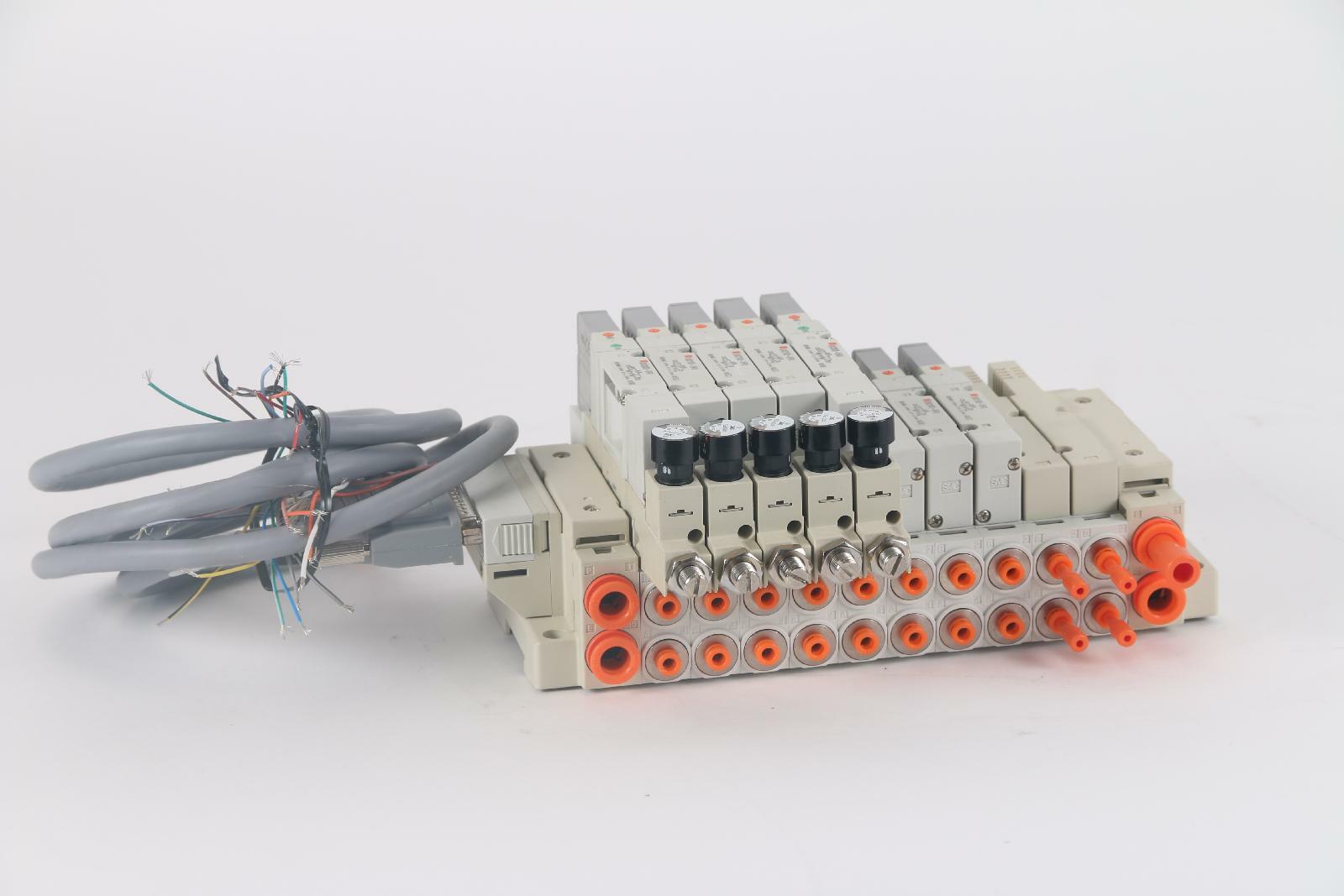 SMC SS5V2-16FD2-10B-N3 Manifold W/ SV2300-5FU Valve and X10PSI Pressure ...