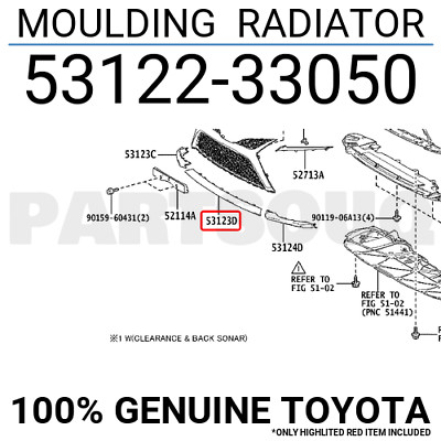 5312233050 Genuine Toyota MOULDING RADIATOR 53122-33050 | eBay
