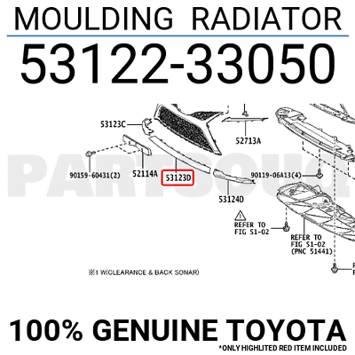 5312233050 Genuine Toyota MOULDING RADIATOR 53122-33050 | eBay