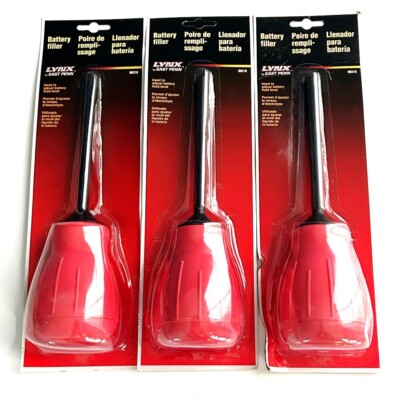 3 LYNX BY DEKA 6OZ BATTERY FLUID FILLER BULBS CAR TRUCK GOLF CART ATV ...