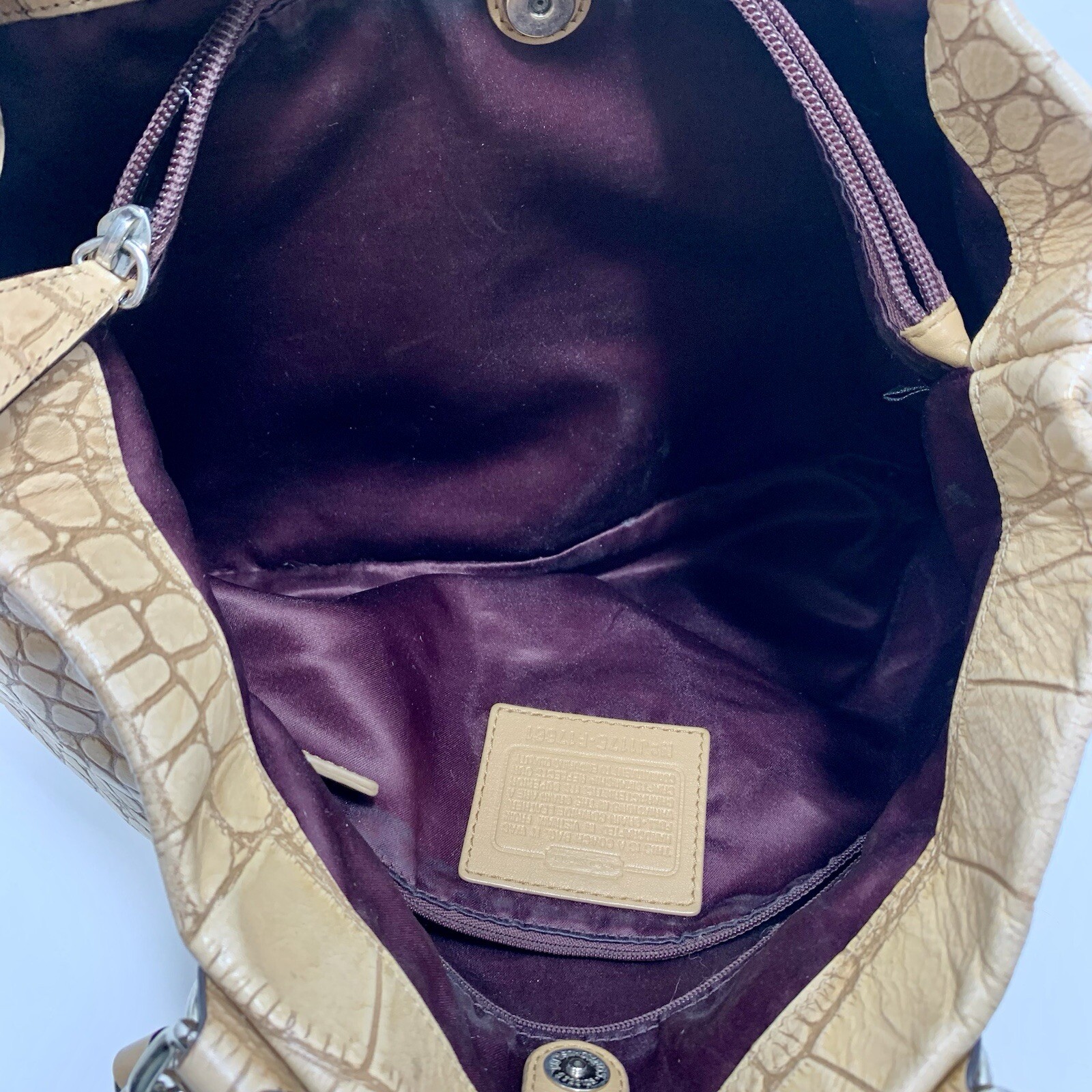 COACH Ashley F17661 Croc Embossed Leather Carry All Tote Bag Purse ...