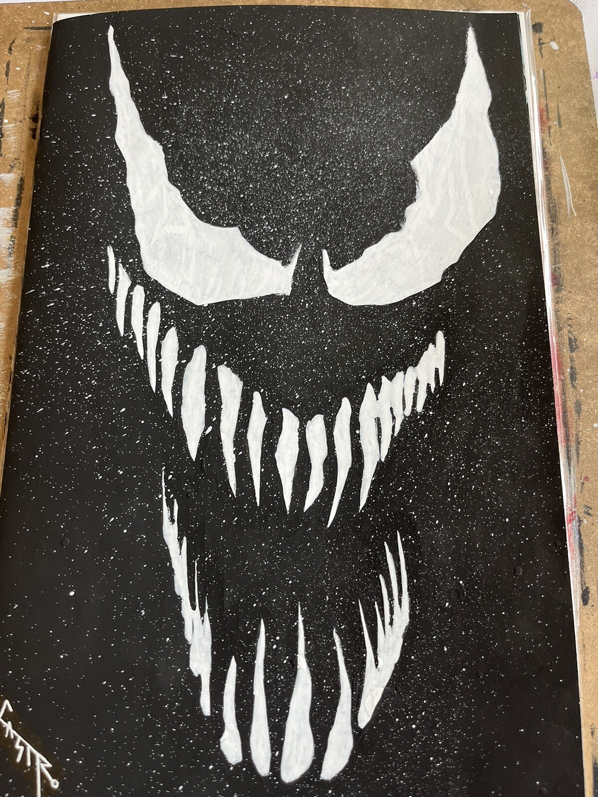 Venom Sketch on Venom 1 Black Blank Variant, acrylic paint, posca pens ...