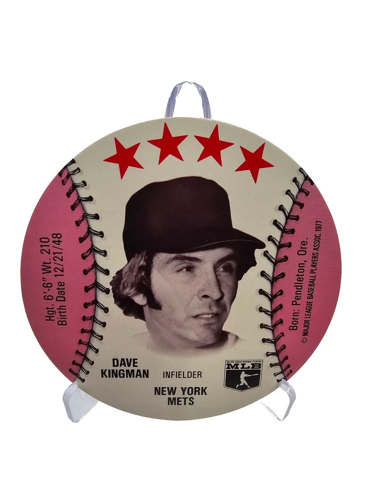 Dave Kingman 1977 Zip'z Ice Cream Vintage Baseball Disc NY Mets Set ...