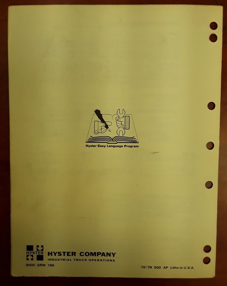 Hyster Capacties and Specifications R30C/CA/CR Ordermaster Manual 8000 ...