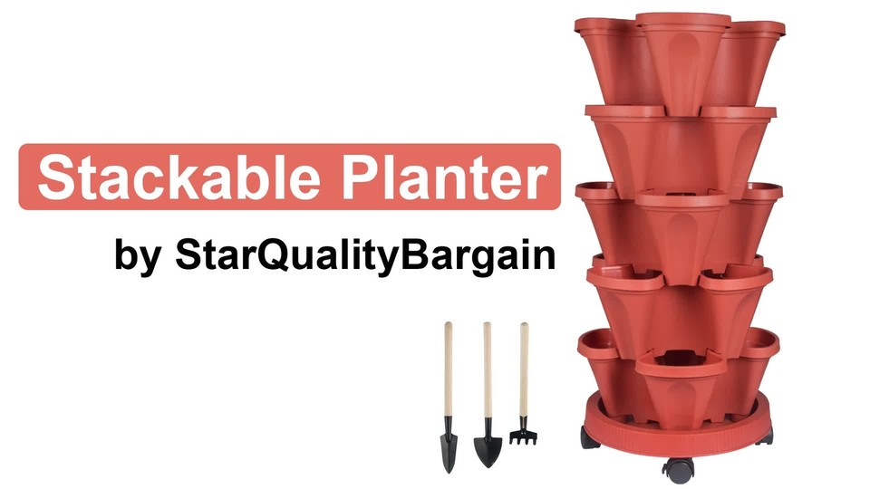 3-7 Tier Vertical Garden Tower Stackable Planter Herb Flower Veg Pots ...