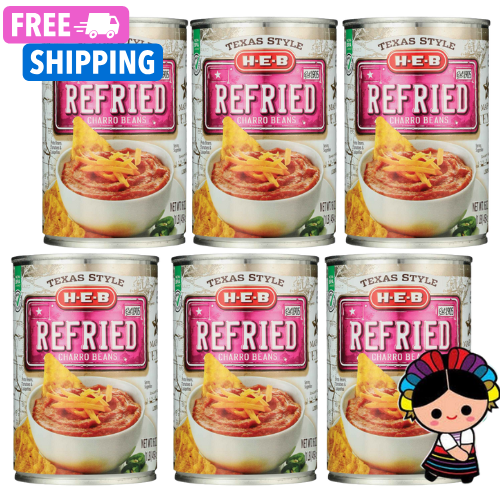 H‑E‑B Texas Style Refried Charro Beans 16 oz (6 cans) | eBay