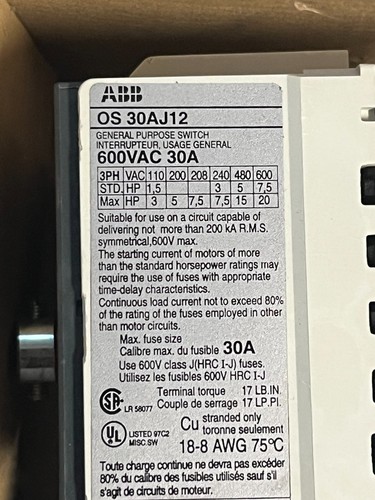ABB 30-Amp General Purpose Fuse Disconnect Switch 1SCA022548R9810 ...