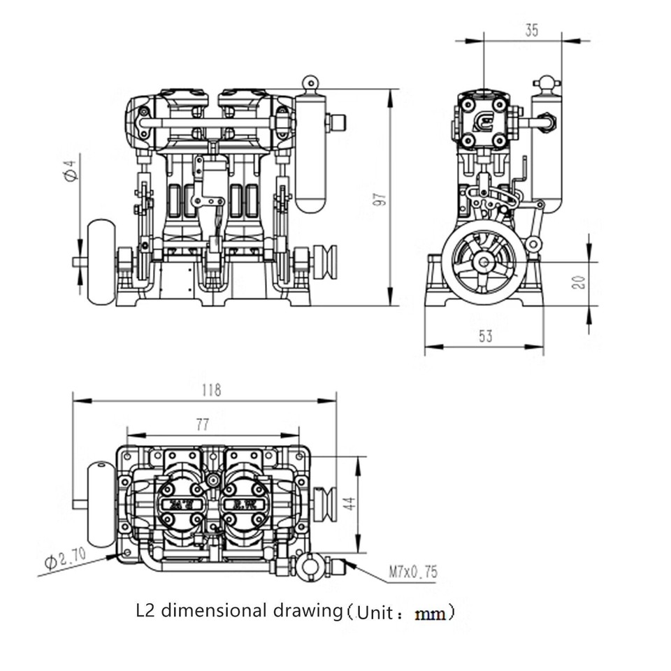 Powerful L2 Retro Steam Engine Model Dual Cylinders Die-cast Brass ...