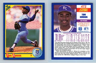 Tom Gordon - Royals #472 Score 1990 Baseball Trading Card | eBay
