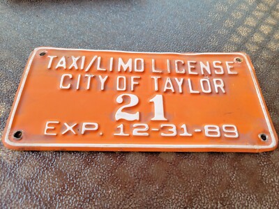 Michigan 1989 Taylor Taxi Cab/Limo license plate #21 | eBay