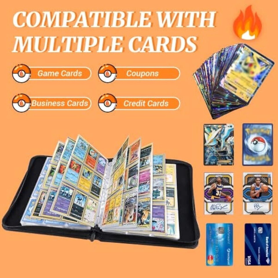 Card Binder for Pokemon Cards Holder Fits 900 Cards w/ 50 Removable ...
