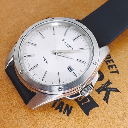 SEIKO Silver White Simple White Dial 3 Hands Calendar Date Working ...