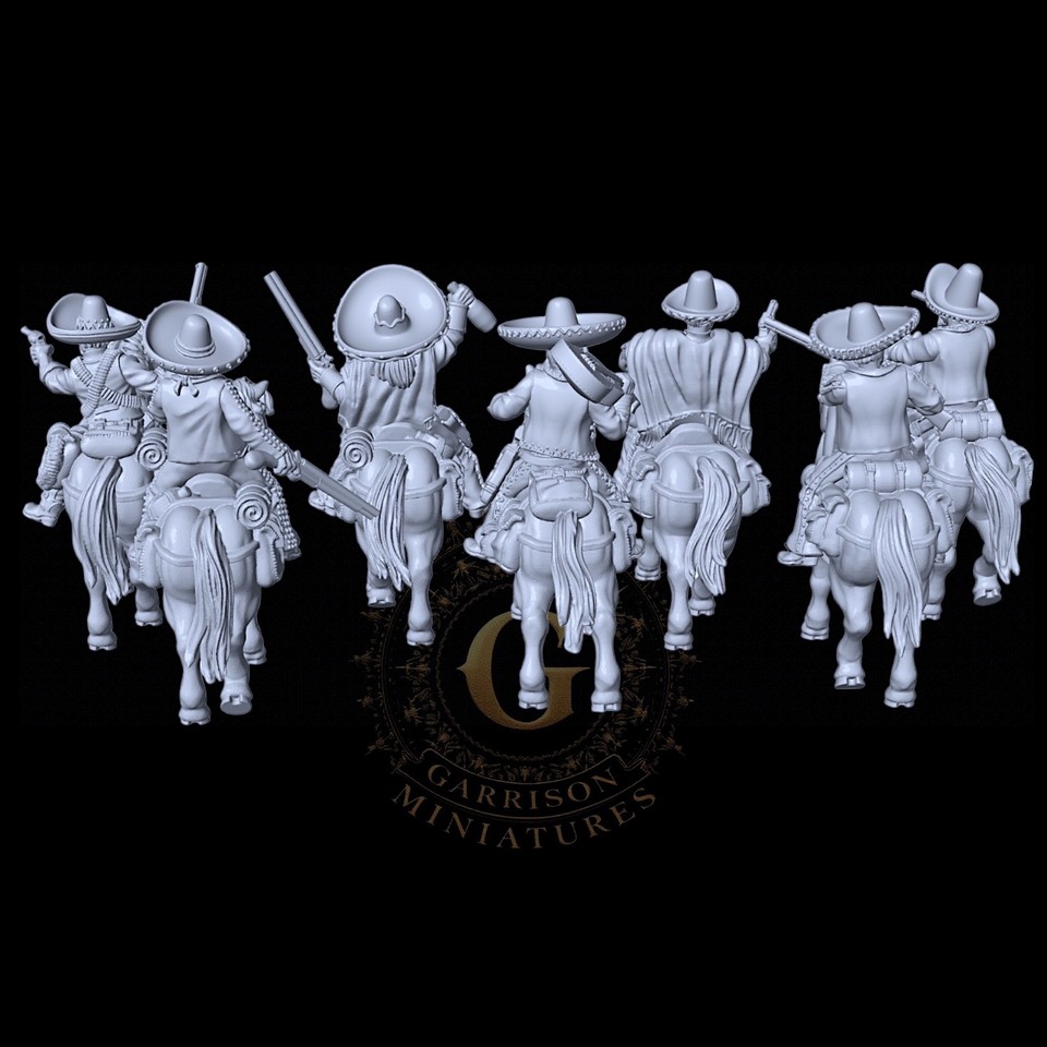 Mounted Mexican Outlaws X7 Wild West 28/32mm Wargame & Diorama ...