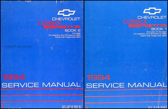 1994 Chevy Corsica and Beretta Shop Manual Set 94 Z26 Chevrolet Service ...