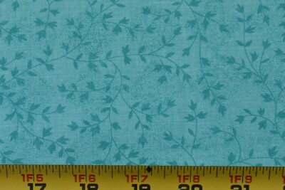 35" Long, Vintage, Turquoise Vines on Turquoise Fabric, Fabric ...