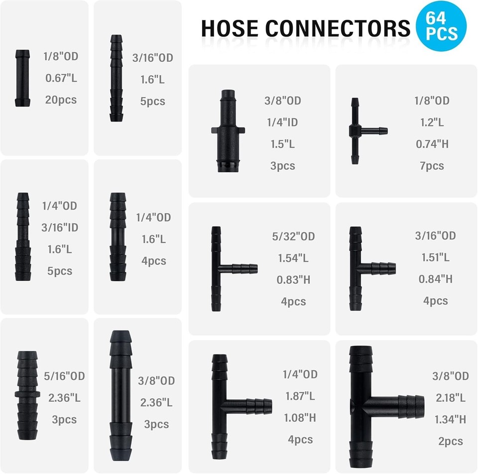 Multipurpose Vacuum Line Kit,6PCS 5Ft Vacuum Hose Automotive+64PCS ...