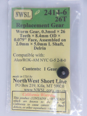 Northwest Short Line NWSL 2414-6 26 Tooth Worm Gear Delrin | eBay
