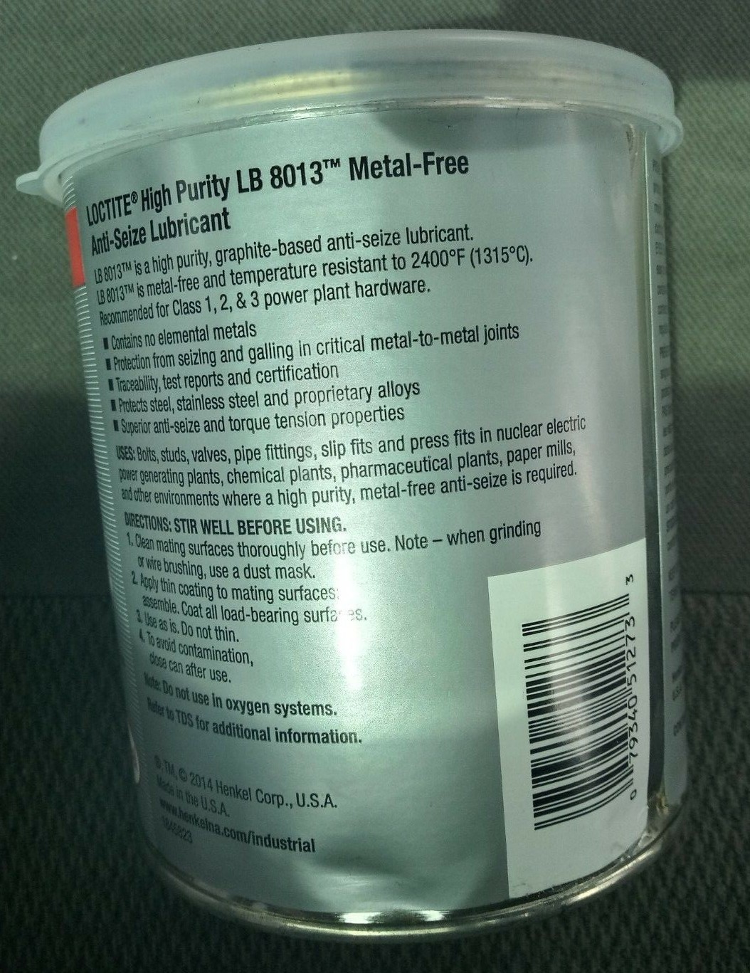 LOCTITE LB 8013 HIGH PURITY METAL FREE ANTI SEIZE LUBRICATE N-7000 2 LB ...