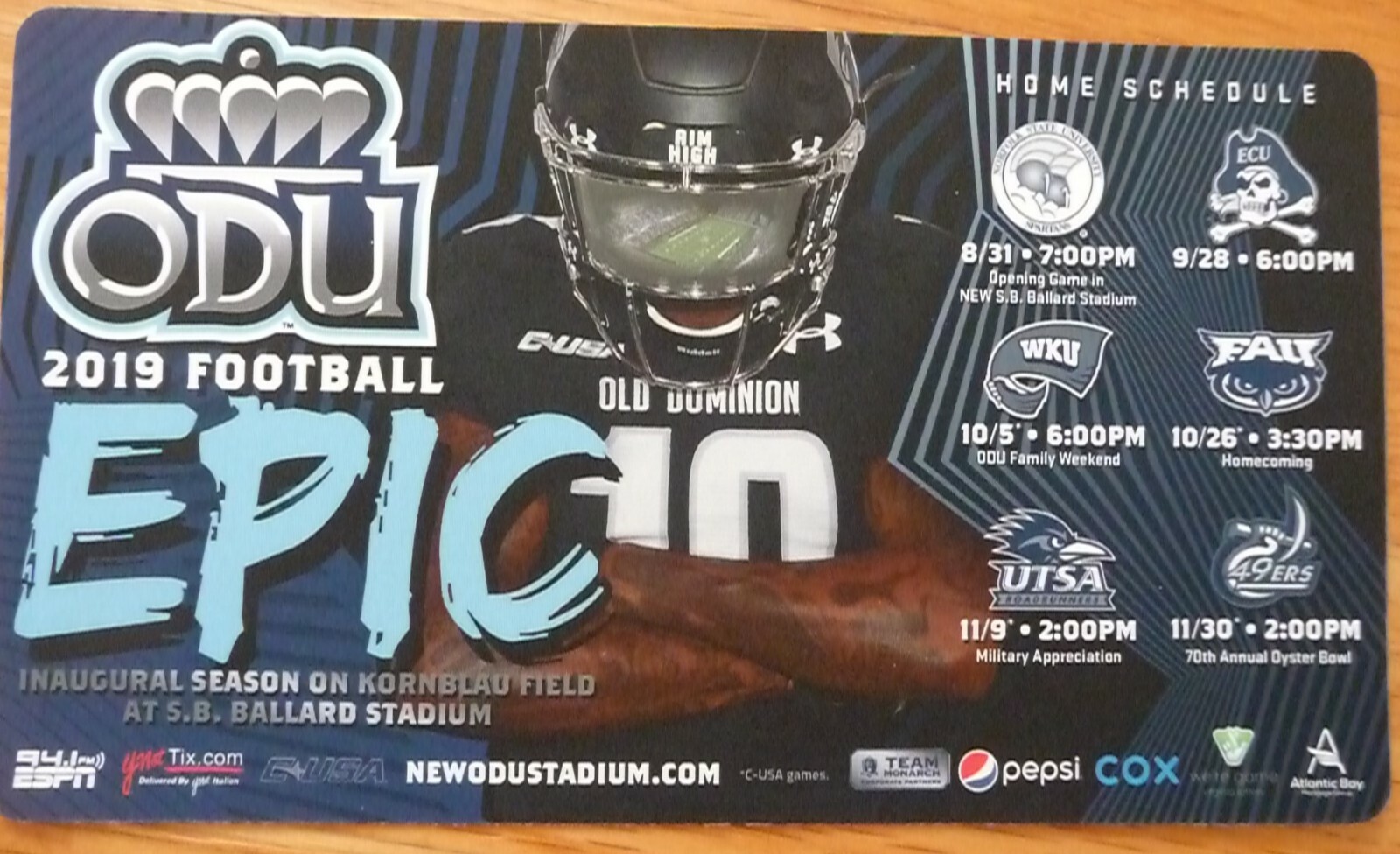 ODU OLD DOMINION 2019 FOOTBALL SCHEDULE 4 X 7 INCH MAGNET | eBay